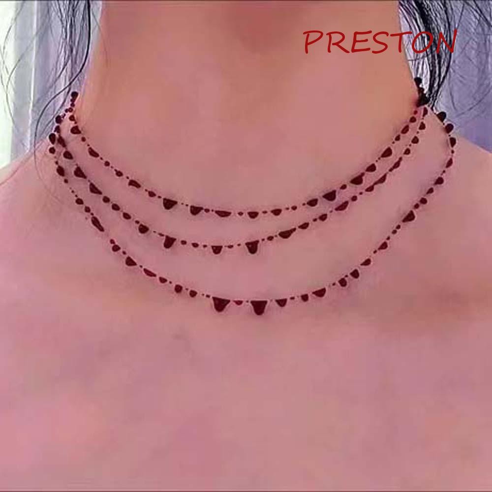 PRESTON Gothic Blood Drop Necklace, Blood Drop Tassel Choker Clavicle ...