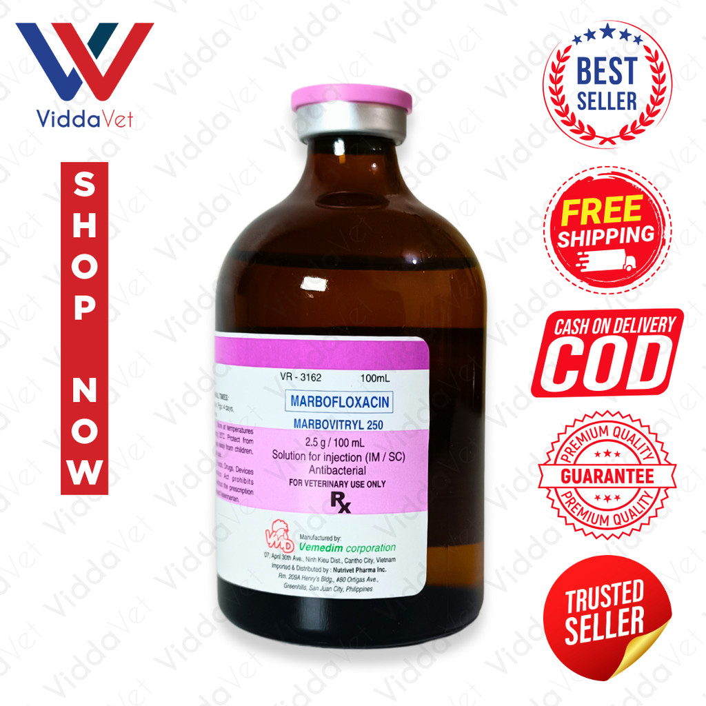 Viddavet Marbovitryl 250 100mlNorofloxacin Injection10% MarboInject ...