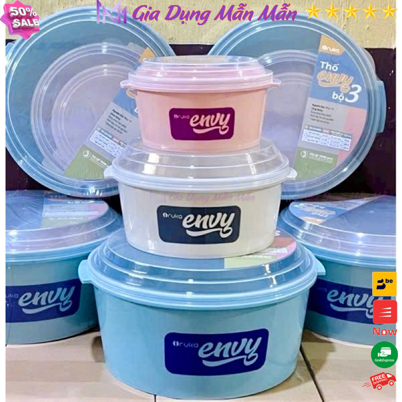 Sku149- Set of 3 large, beautiful Envy plastic boxes, sturdy lids ...