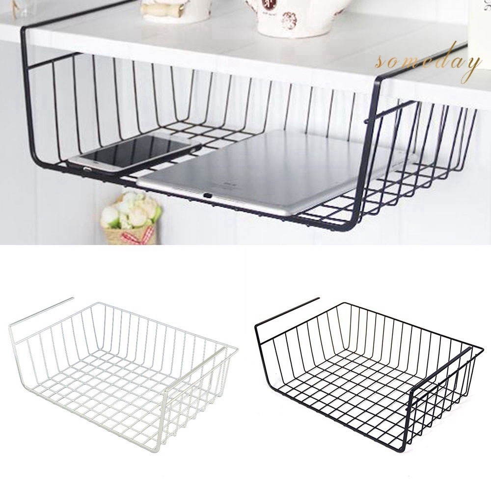Goheaven Under Shelf Table Storage Basket Rack Desk Wire Cabinet ...