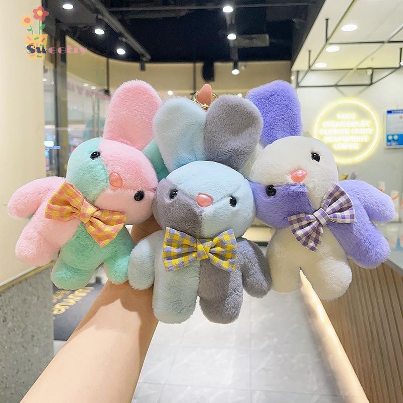 Sweetiy> Plush Mixed Color Rabbit Keychain Cute Plush Bunny Key Chain ...