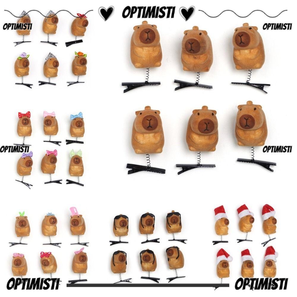 OPTIMISTI 6pcs Capybara Spring Hair Clip, Cute Cartoon Plush Hairpin ...