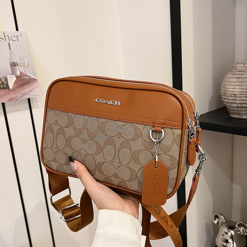 New Crossbody Shoulder and Double Zipper Small Square Bag | Shopee ...