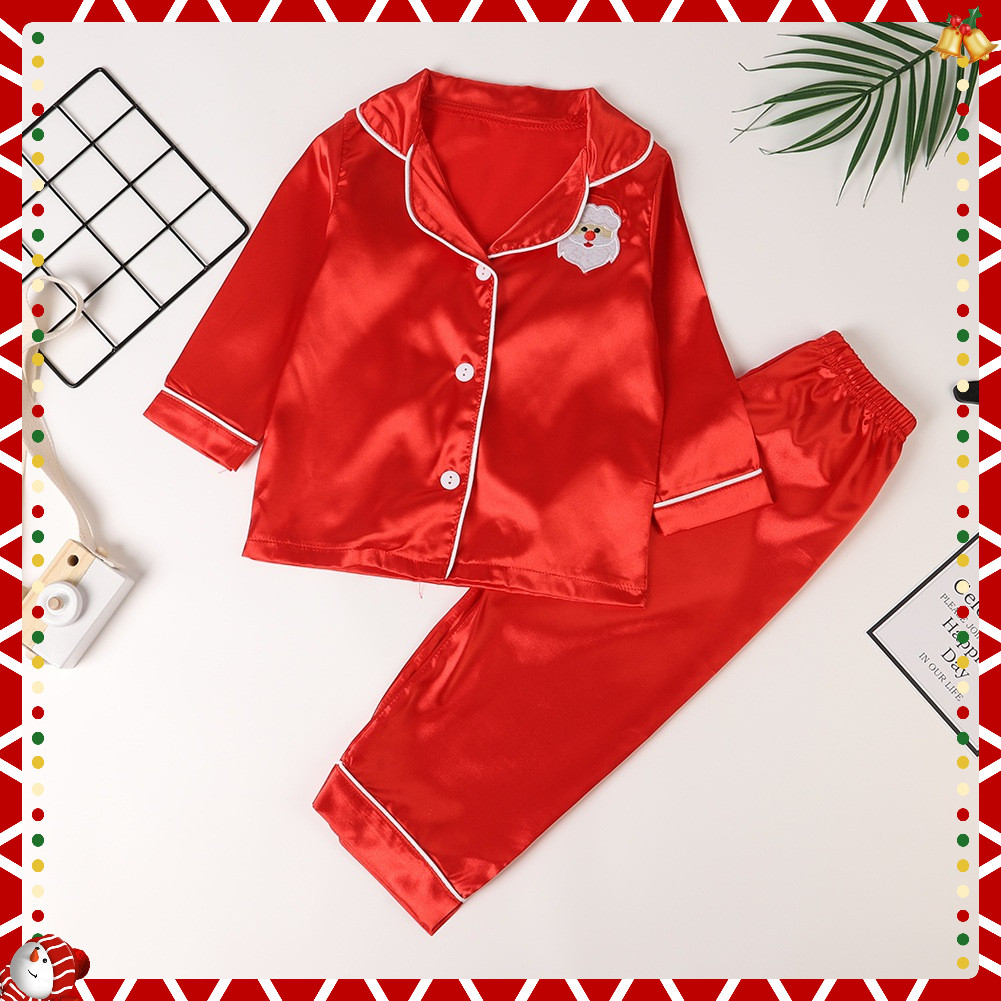 Christmas Pajama for Kids Red Shirt Pants Long Sleeve Set Unisex Terno ...