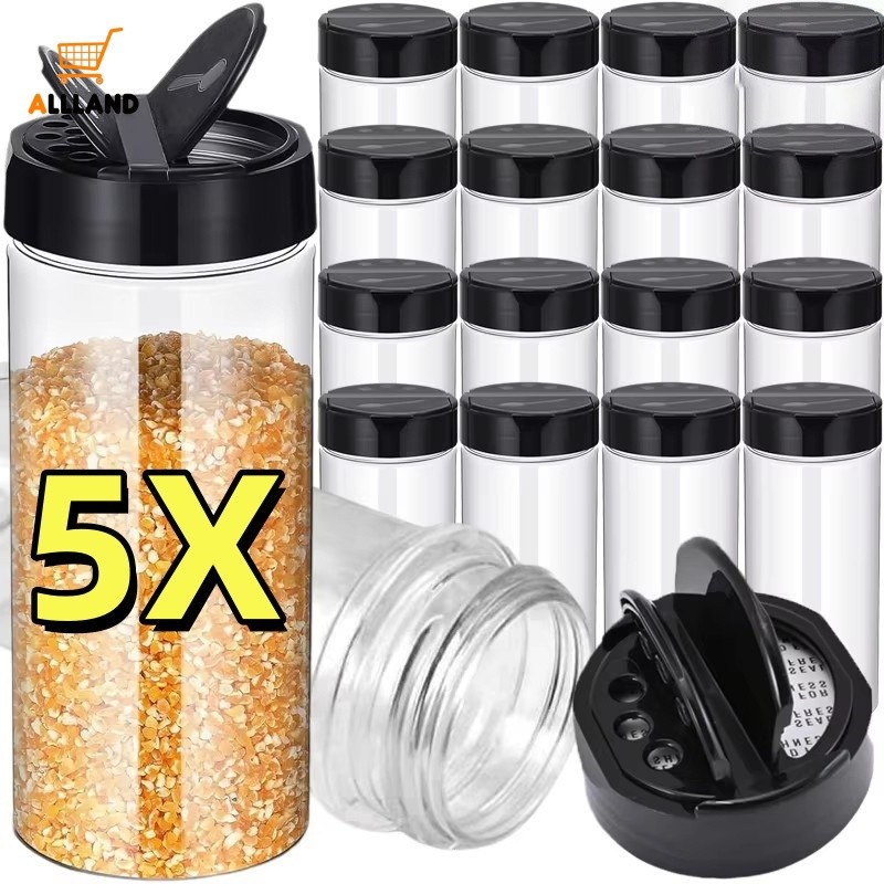 5PCS Clear Plastic Spice Jar with Shaker Lids - Home Kitchen Seasoning ...