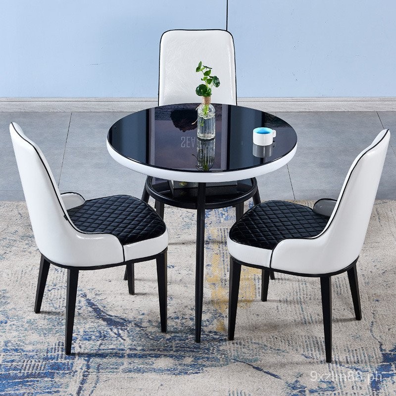 Reception Negotiation Table and Chair Combination Glass round Table ...