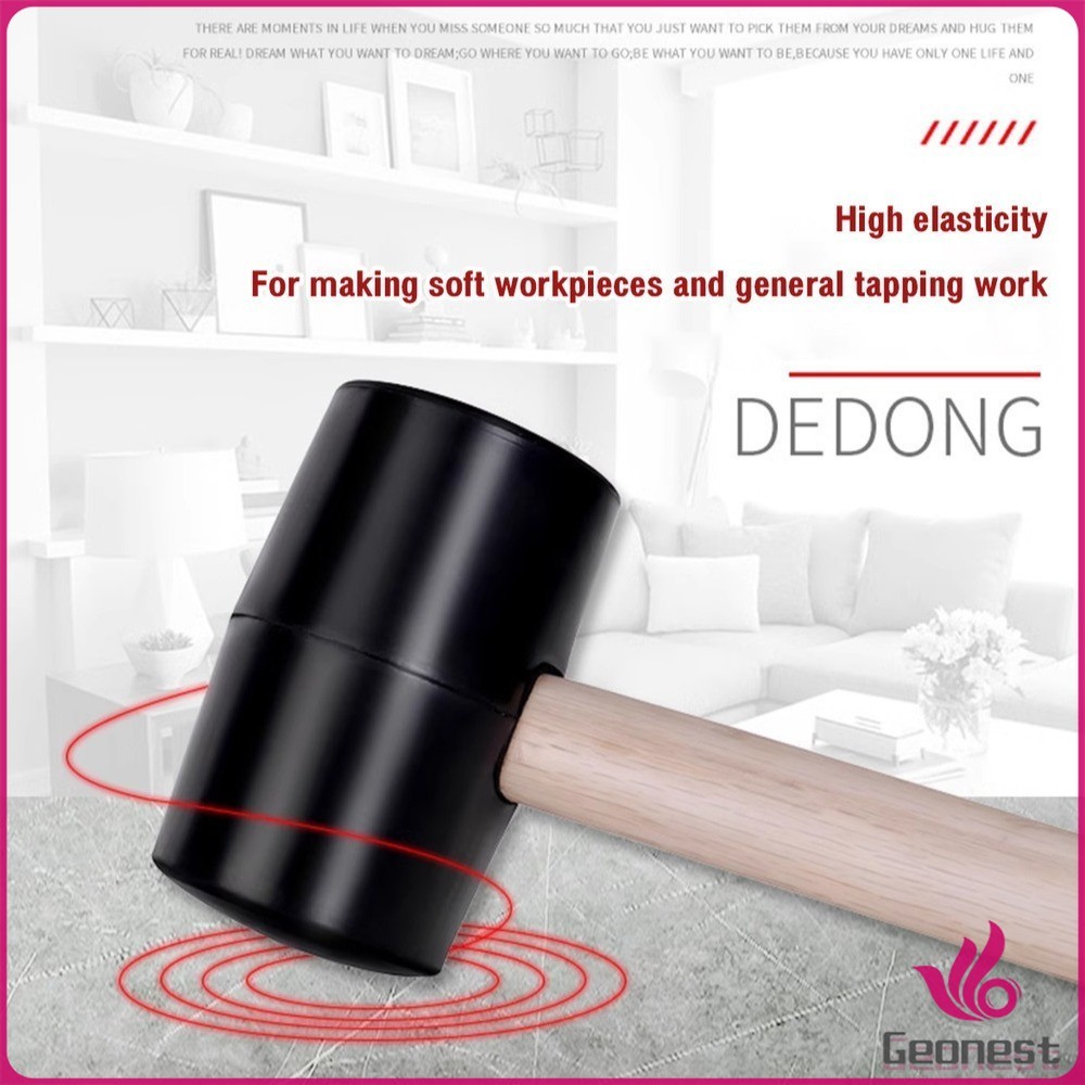 Geonest 300 g 500 g Black Rubber Mallet Hammer with Wood Handle ...
