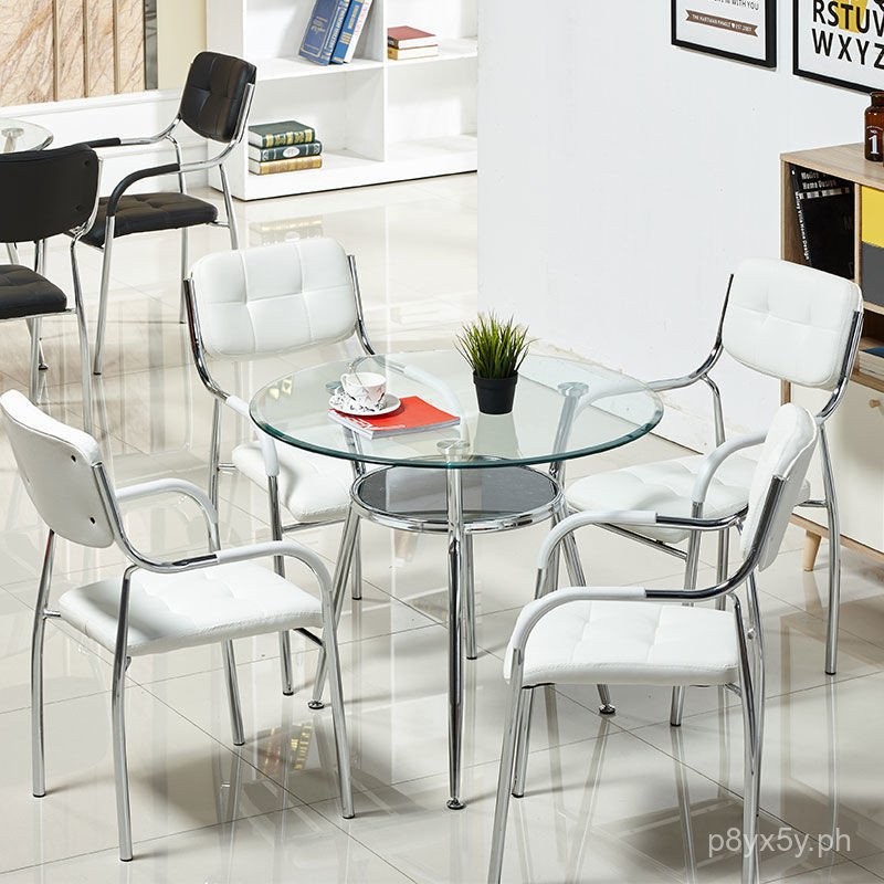 Glass Table Simple Office Negotiation Reception Table and Chair ...