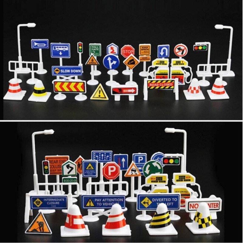 Must Have Traffic Sign Toy Set of 28 English Road Signs for Kids to ...