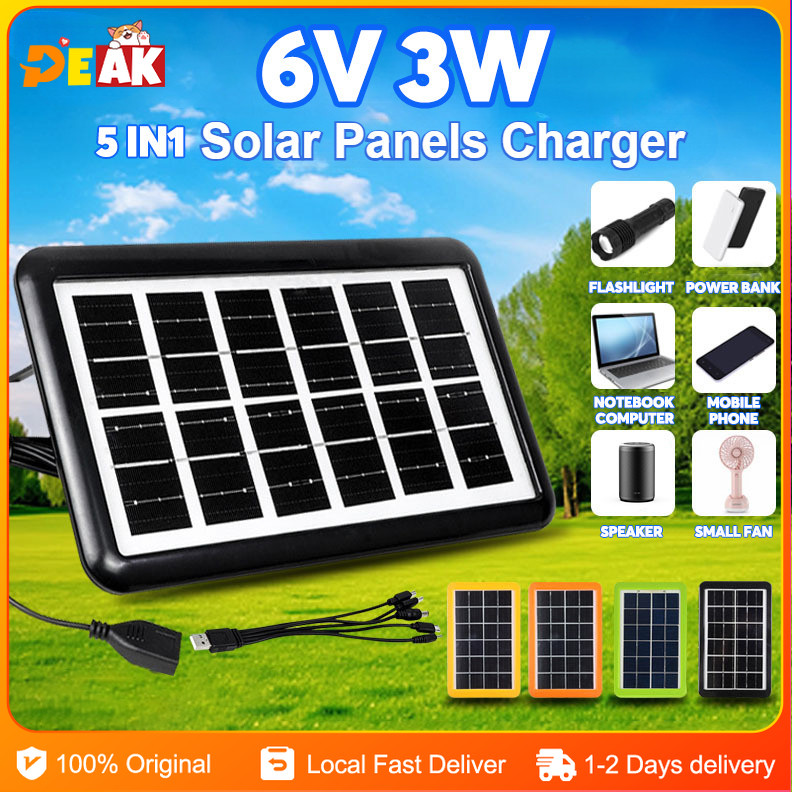 High Quality Fast Charging 3W Solar Panels Charger with 5 Type USB CABLE for Camping for ...