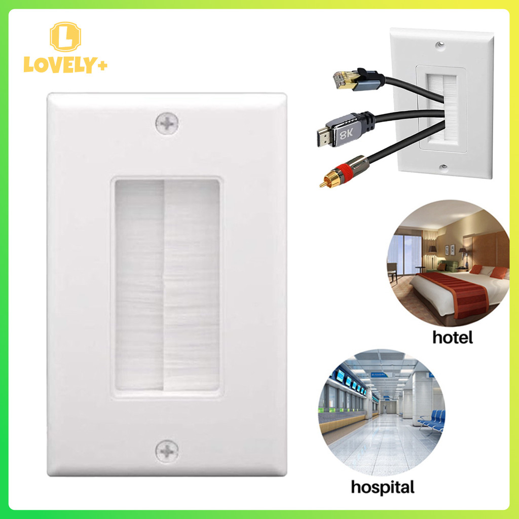 Brush Wall Plate Cable Pass Through Single Gang Decorator Wall Cover ...