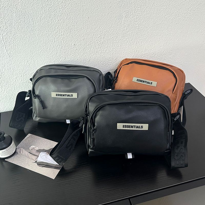 Essentials Messenger Bag PU Large Capacity Double Sided Men's Shoulder ...