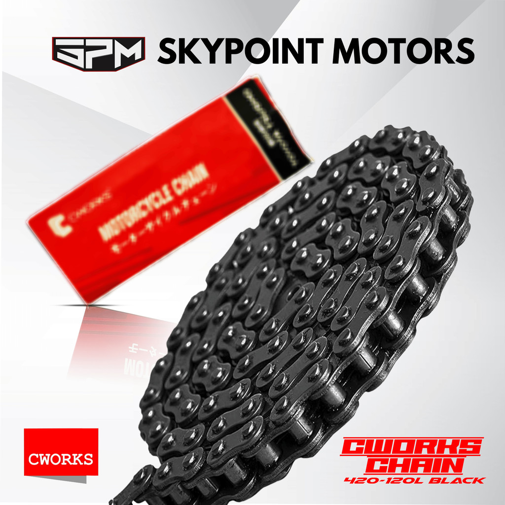 CWORKS HIGH QUALITY CHAIN 420-120L (BLACK) | Shopee Philippines