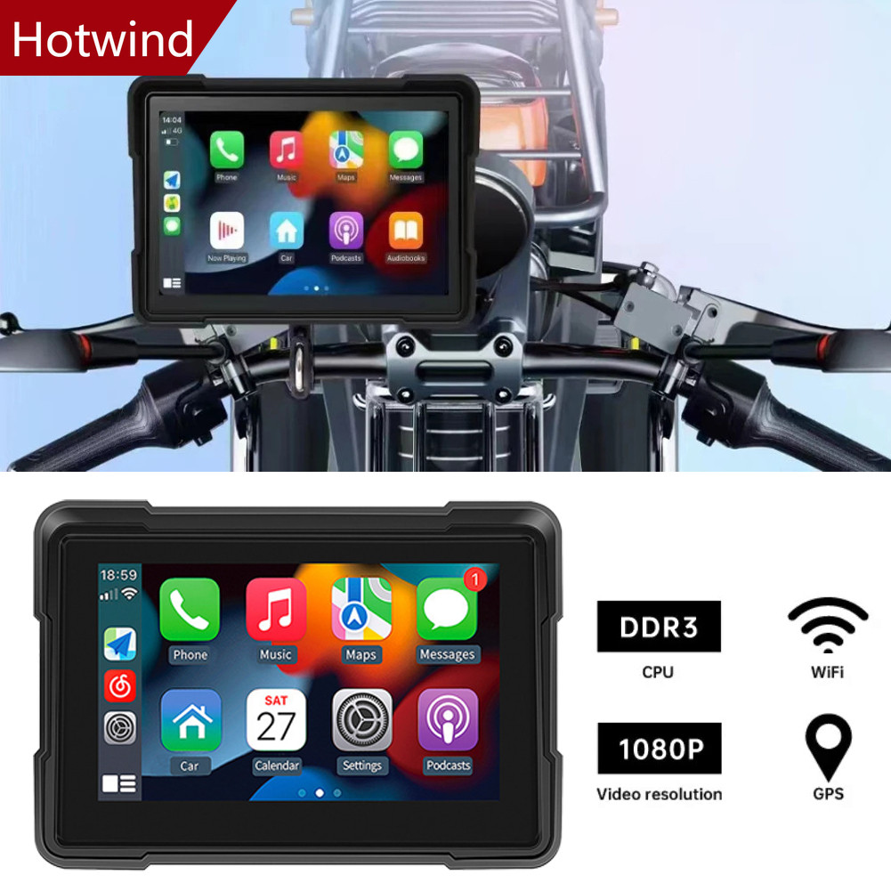 5" Screen Motorcycle Navigation GPS Wireless Carplay Android Auto ...