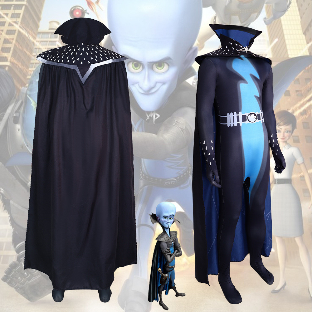 2025Megamind Super Bad Guy cosplay Costume Jumpsuit Cloak Stage ...
