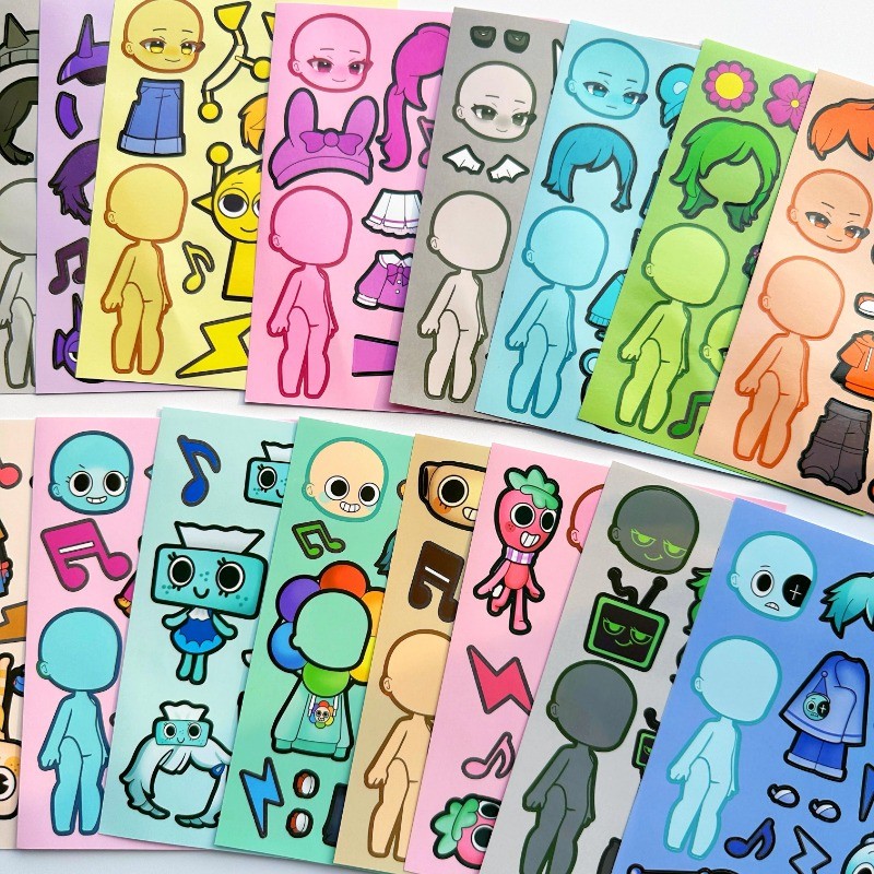 8pcs Sprunki Sticker Toy 2025 New Creative Handmade DIY Face Changing ...