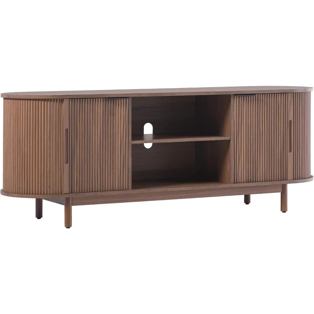 [NEW] Modern Curved Reeded Tv Stand For Tvs Up To 65 Inches, Credenza ...