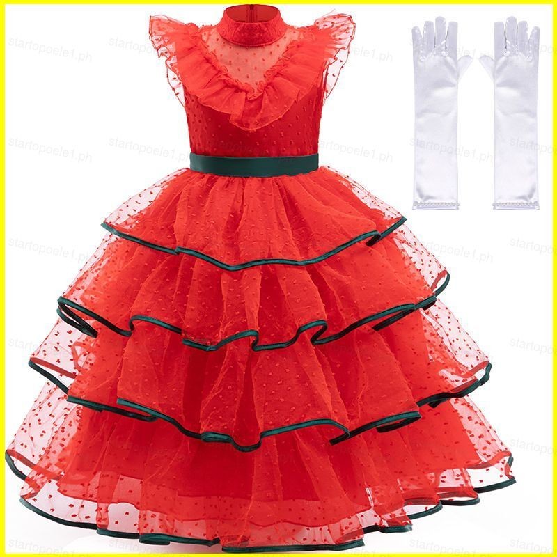 BX Christmas red princess dress for kids girls gauze puffy skirt ...