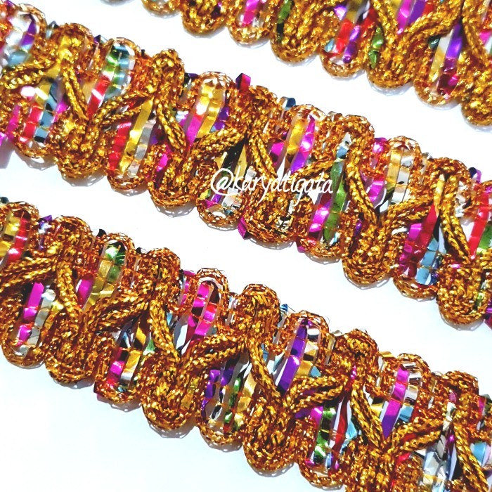 Gold Lace/Indian Lace 433 Rainbow (17 yards - 2cm Width) | Shopee ...