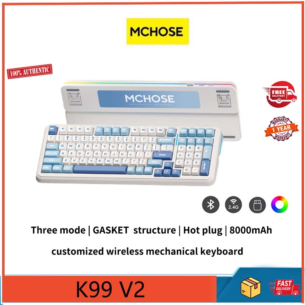 MCHOSE K99 V2 three mode customized mechanical keyboard, gateway structure, full key hot plug ...