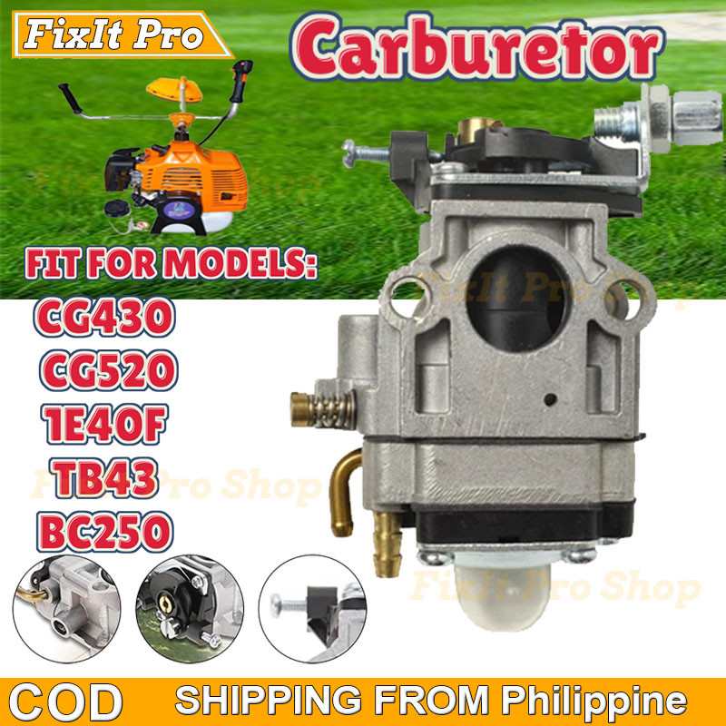 15mm Carburetor for Brush Cutter Grass Trimmer CG430 CG520 1E40F TB43 ...