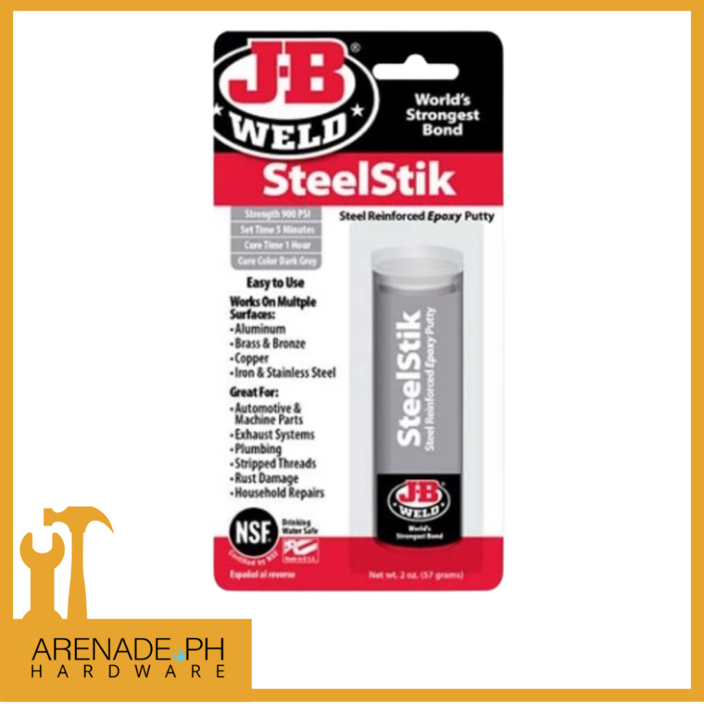 JB Weld SteelStik Steel Reinforced Epoxy Putty Stick, 2 oz. / 57g (8267 ...
