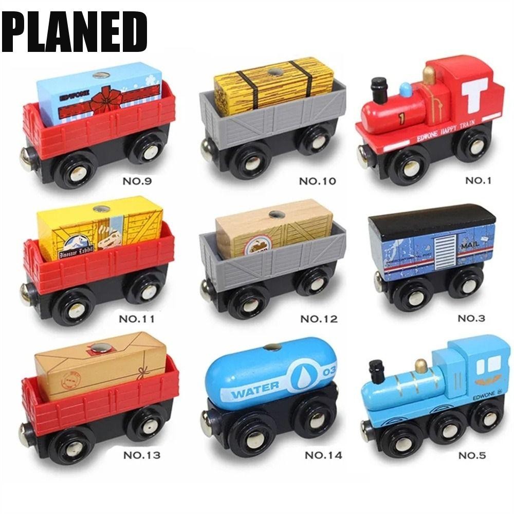 PLANED Magnetic Train Toys, Wooden Locomotive Railway Tracks Train ...