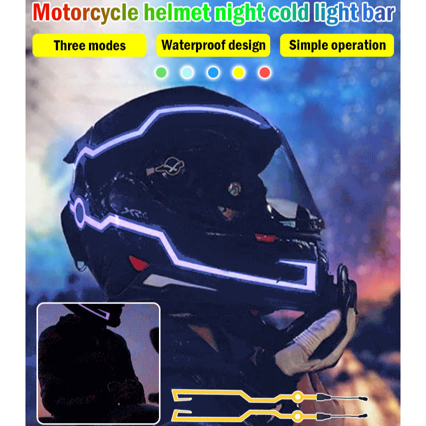 Helmet Luminous Strip LED Warning Lights Night Riding Helmet Motor Cold ...