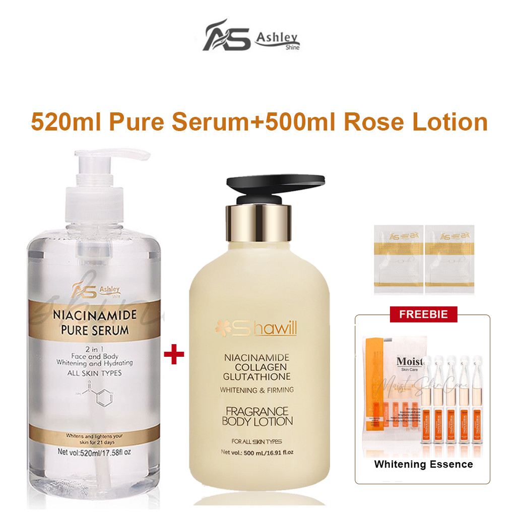 Shawill Rose Body Lotion & Niacinamide Pure Serum Moisturizes Whiteing Firming For All Sxin ...