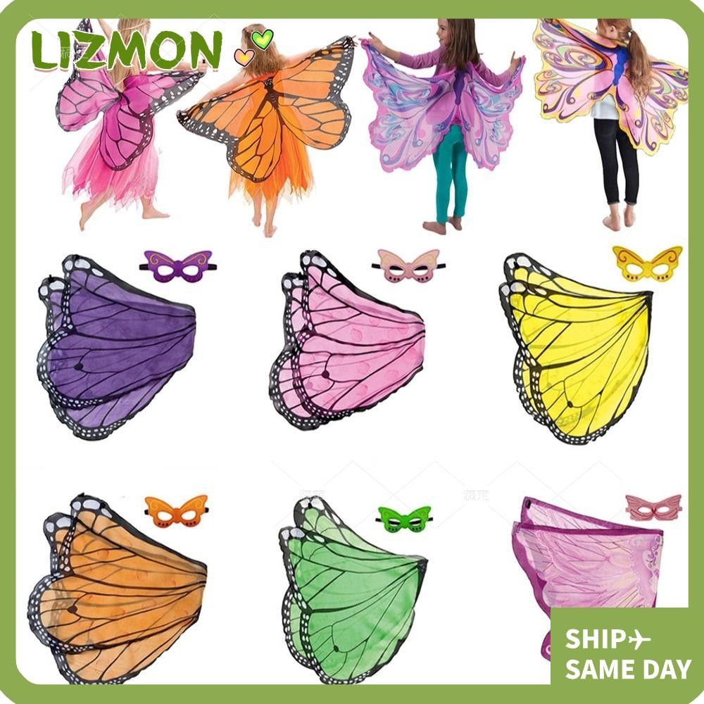 LIZMON Butterfly Wings Cape, Chiffon Performance Elf Angel Wings Cloak ...