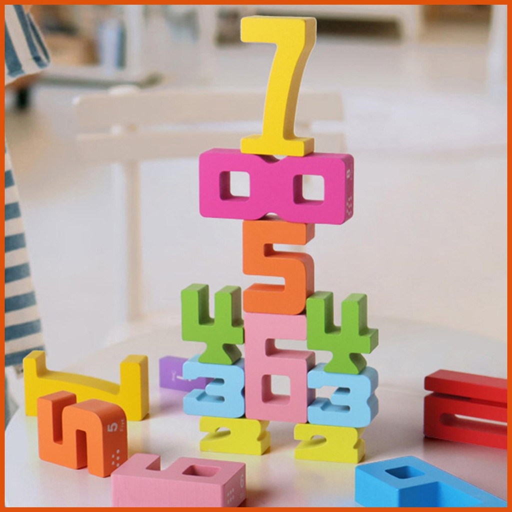 Number Building Blocks 20X Wooden Stacking Number Toys Educational ...