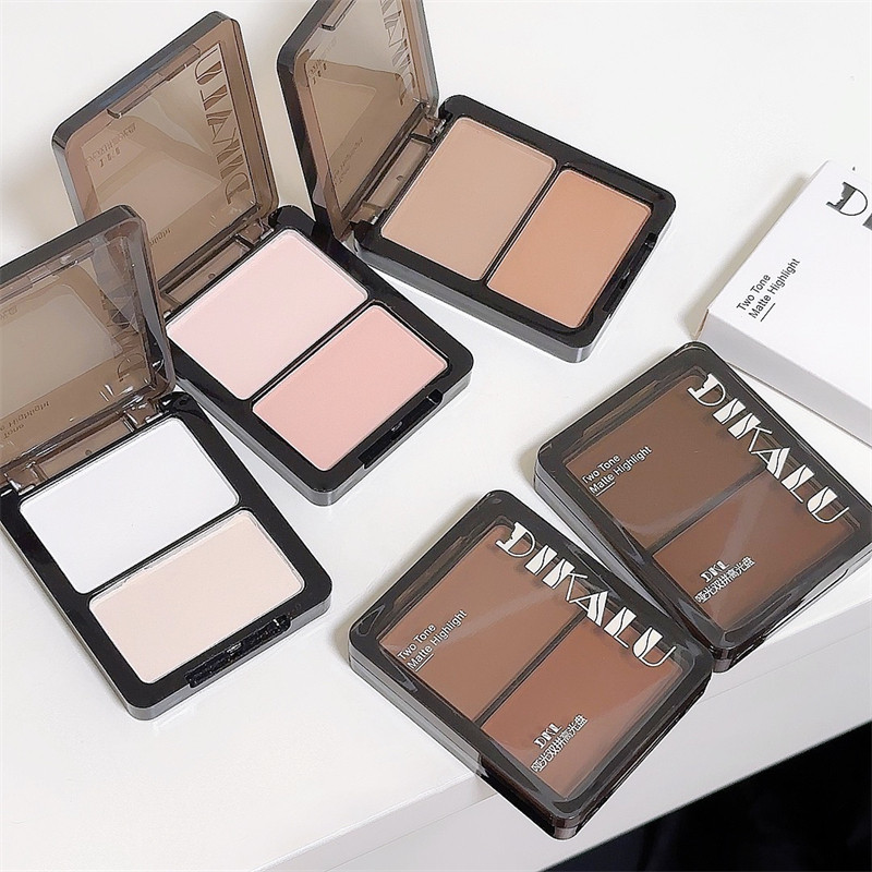 DIKALU Two-toned Bronzer Matte Highlighter Contour Palette 3D Bronzer ...