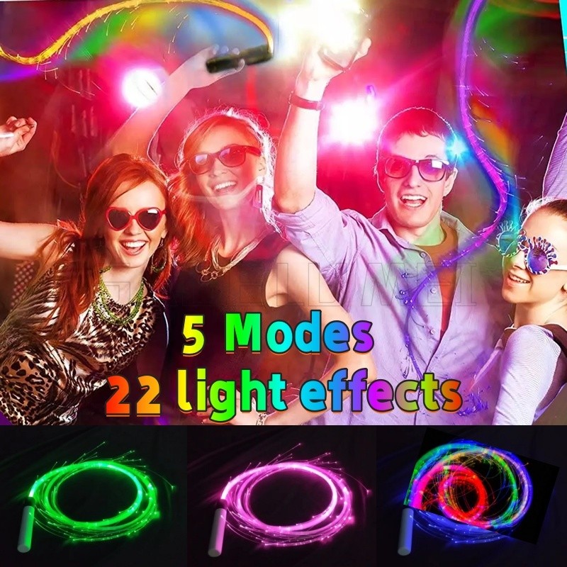 Rave LED Fiber Optic Whip 360° Swivel Super Bright Light Up Toy Pixel ...