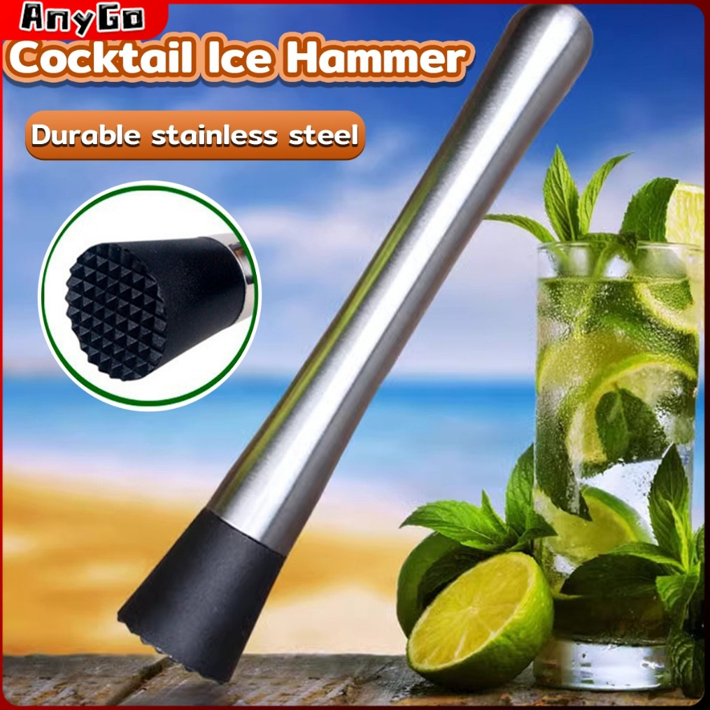 AnyGo Stainless Steel Crushed Ice Hammer Cocktail Ice Cube Crusher ...