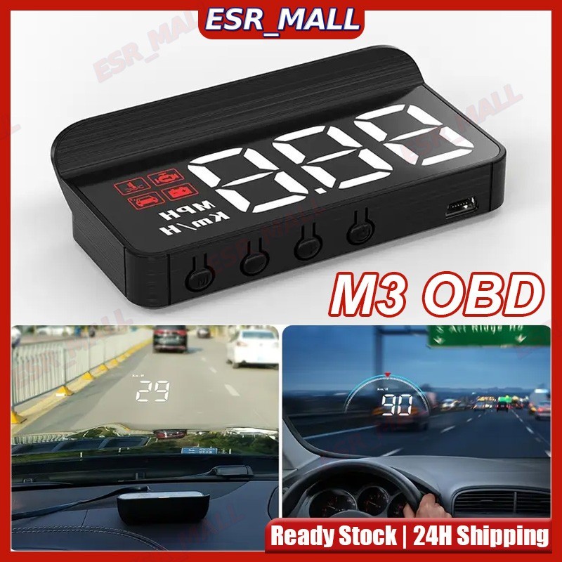 M3 HUD Head-Up Display for All Cars, OBD2 Trip Computer with Speed Projector, Auto On-Board ...