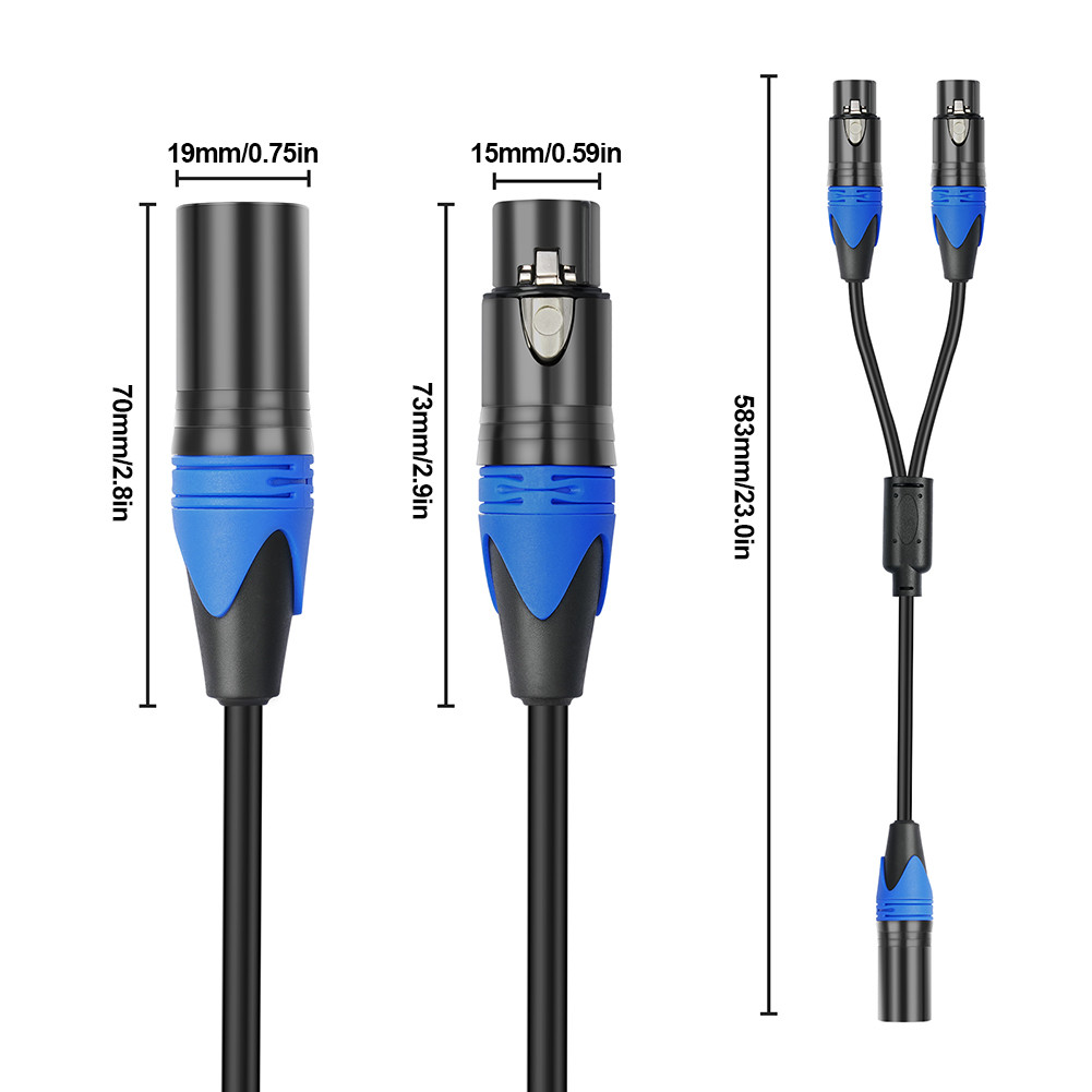 50cm XLR Female To Dual XLR Male Y Splitter Mic Cable Microphone ...