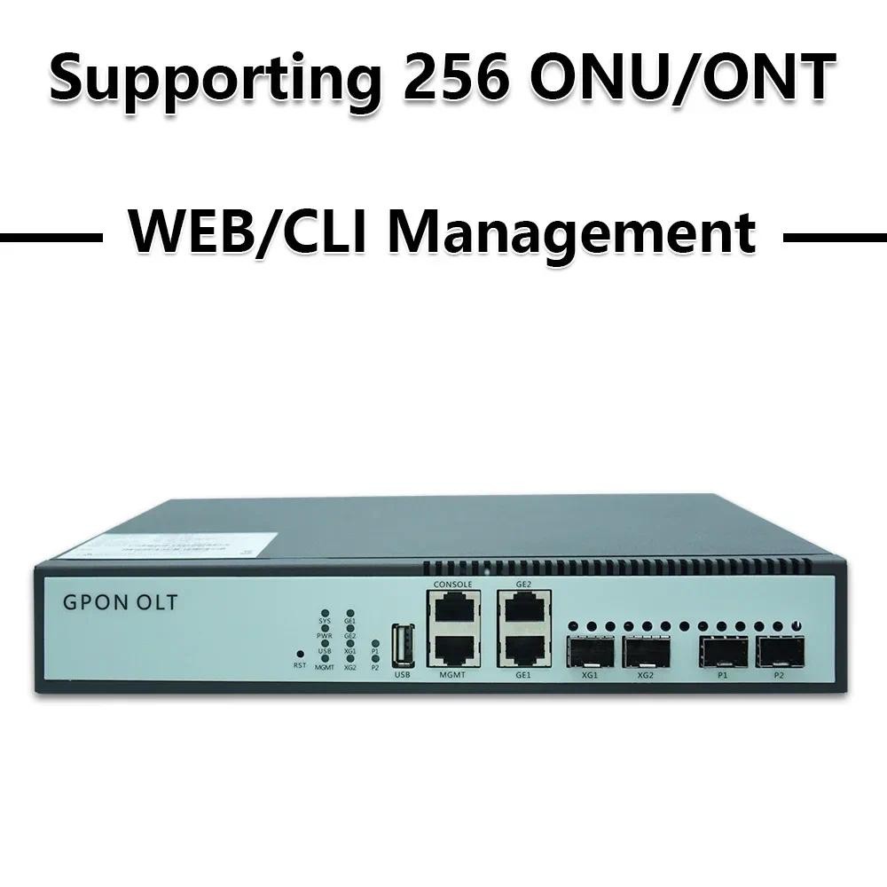 GPON OLT 2PON 256 ONU 10G Uplink C++ GBIC SFP 100 240V AC 12V DC Power ...