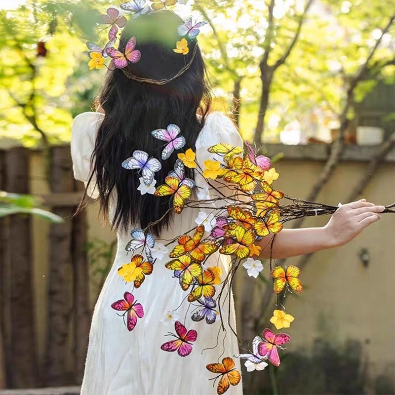 1/3Pcs Artificial Butterfly Flower Head Butterflies Decorations Without ...