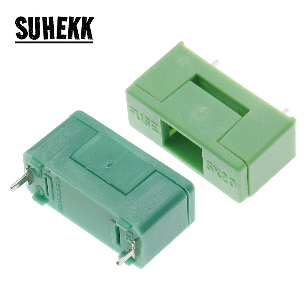 10PCS 5X20MM Fuse Box 250V Bayonet Type Fuse Holder With Cover Green ...