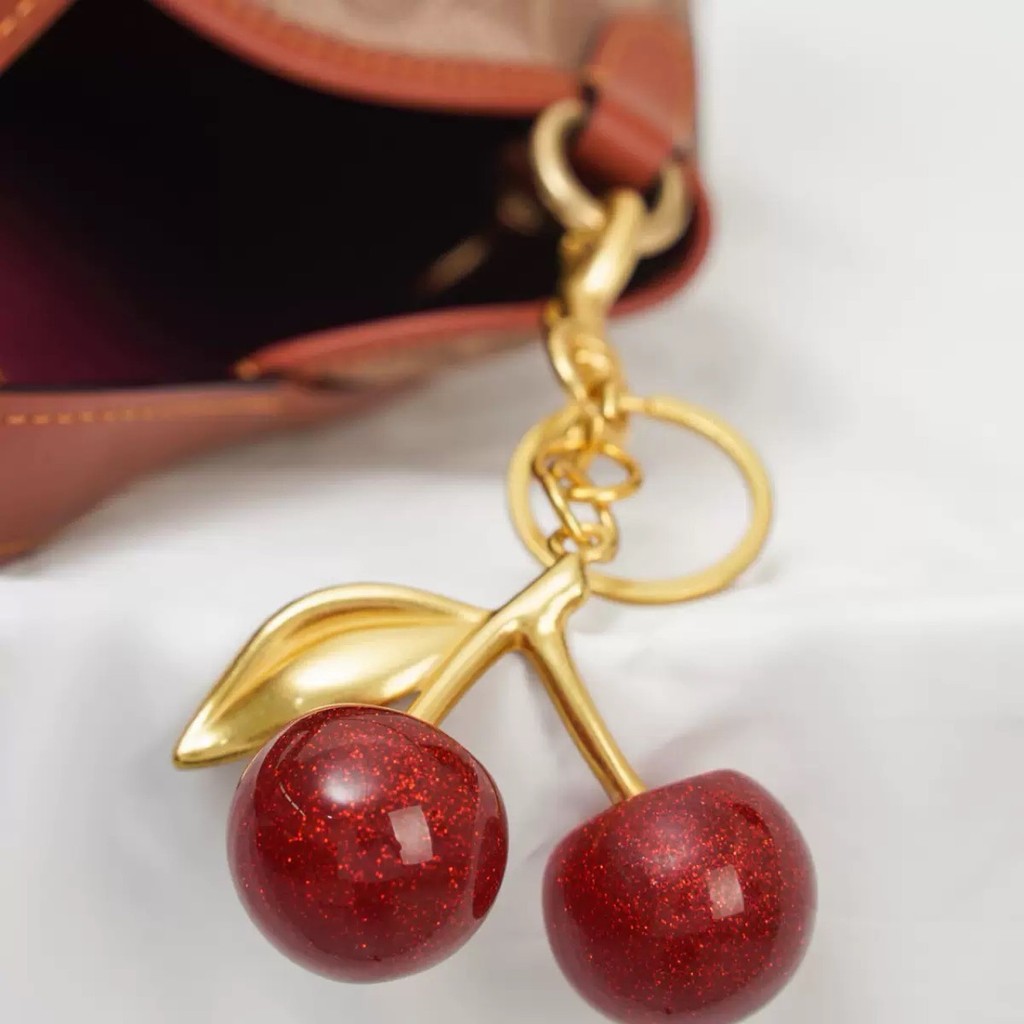 Fashion Glitter Red Cherry Keychain Summer Fruits Cherries Pendant ...