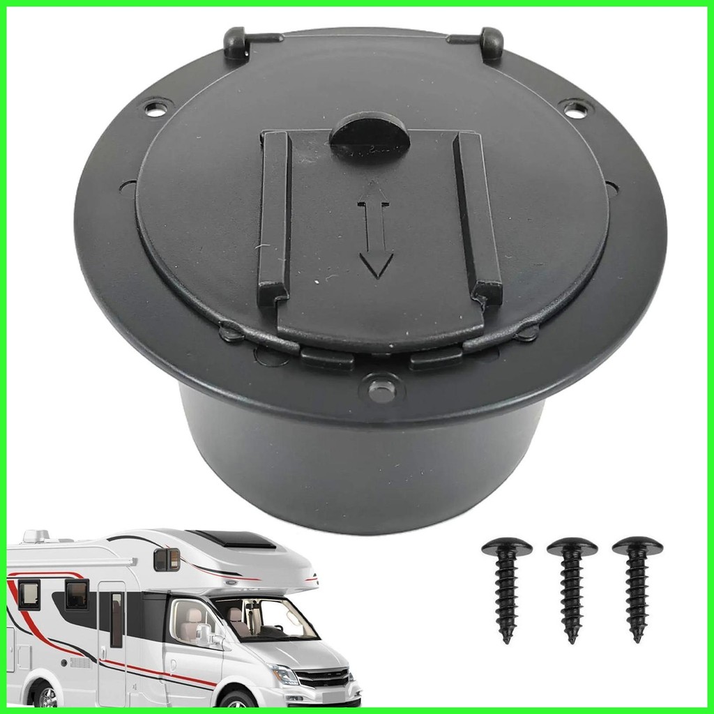 RV Power Cord Hatch Black Round RV Cable Cover with Lid RV Cable Pass ...