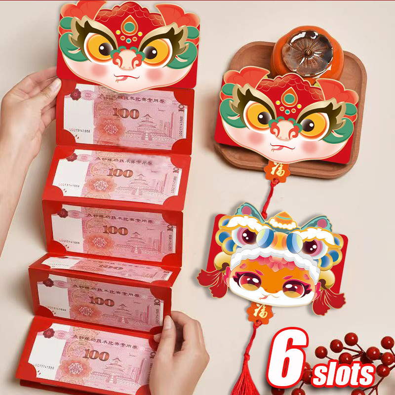 4PCs Folding Angpao Snake Year 2025 Chinese New Year CNY Red Packet Bag ...
