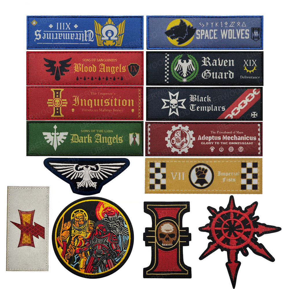 Hammer Dark Blood Angels Warhammer Embroidered Cloth Patches With Red ...