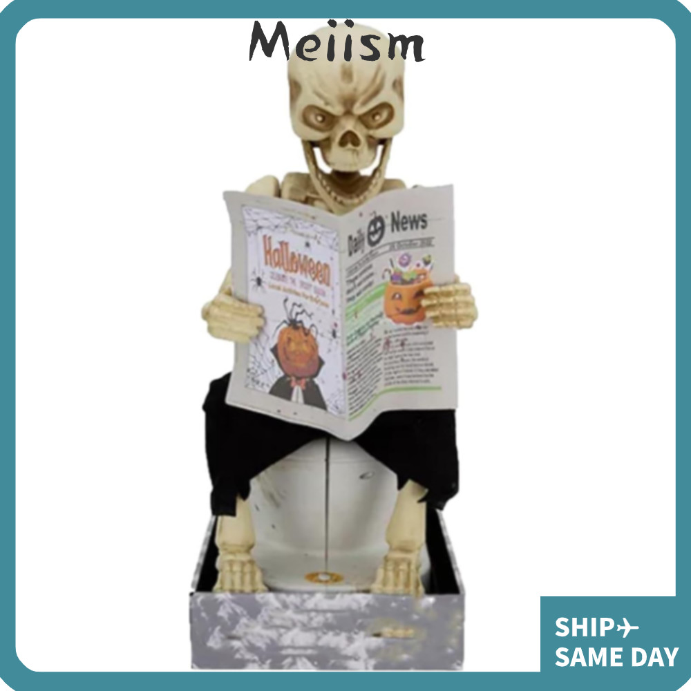 MEIISM Skeleton On Toilet, Spooky Fun Skeleton Bathroom Art, High ...