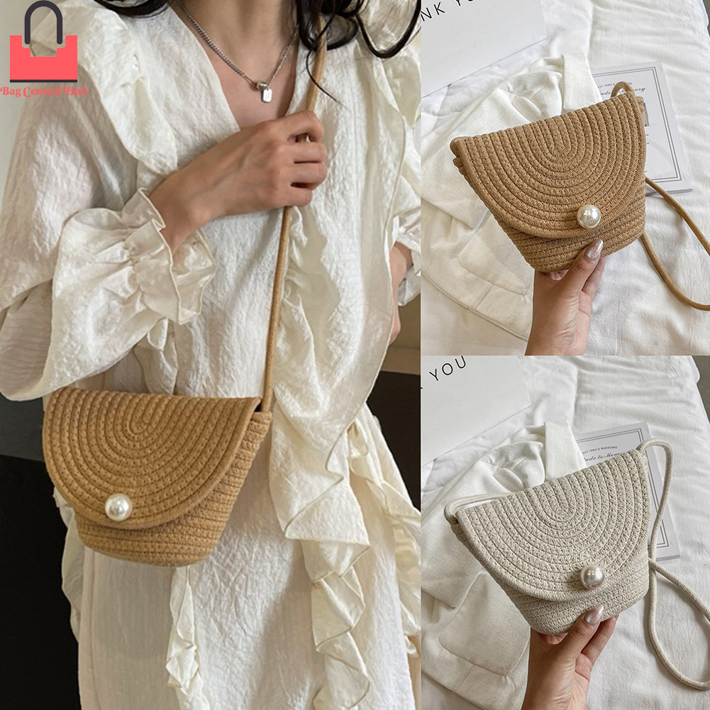 Rope Bucket Bag Casual Woven Diagonal Bag Handmade Crossbody Bag ...