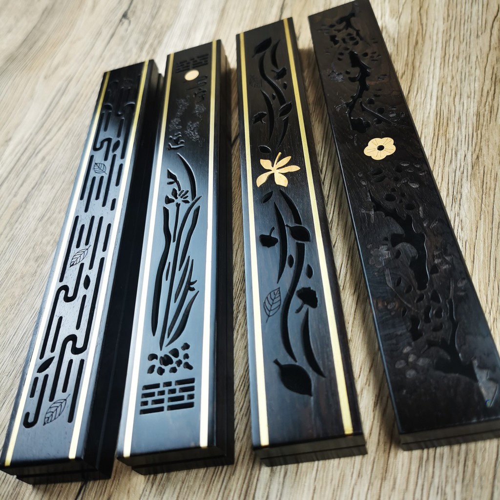 Purple Sandalwood Ebony Reclining Incense Box Ingrown Copper Strips ...