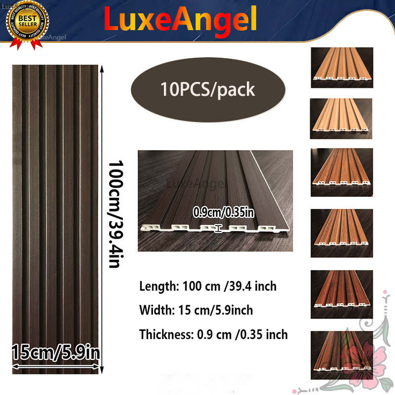 10PCS WPC Fluted Wall Panel Sticker Waterproof Grille Ecological Board ...