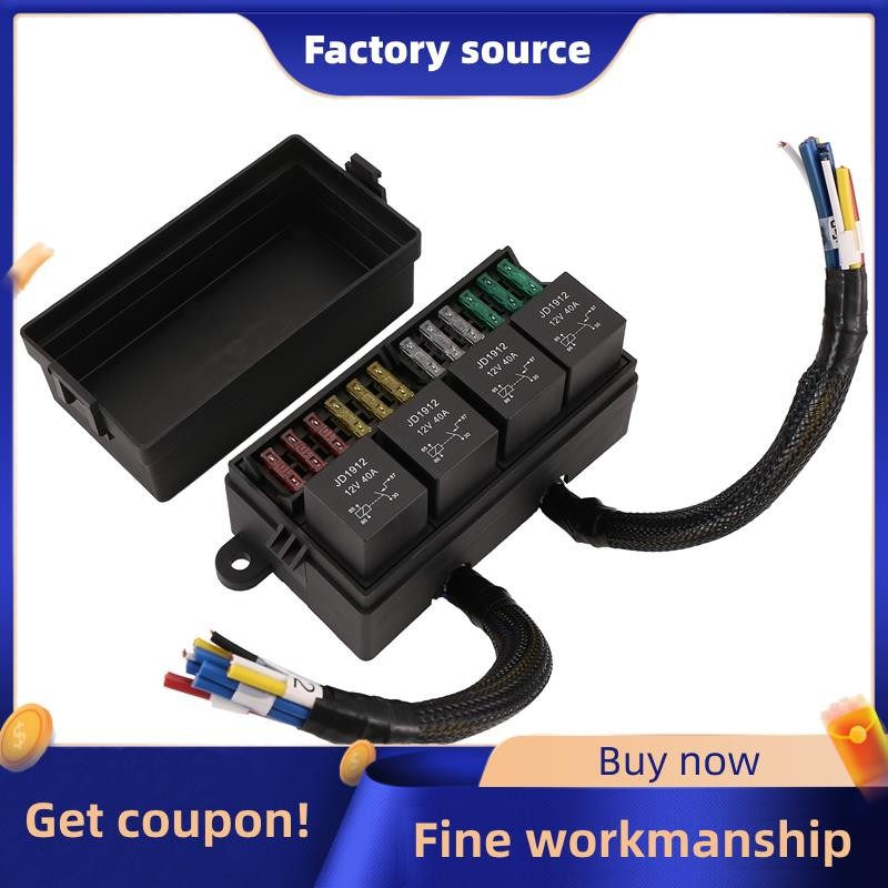 12V Car Fuse Relay Box Pre-Wired Fuse and Relay Box with 4 Relay 12 Way ...