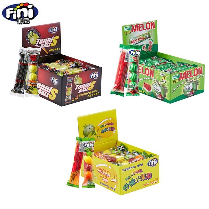 Fini Fini Bubble Gum Filled Watermelon Tennis Assorted Fruit-Shaped ...