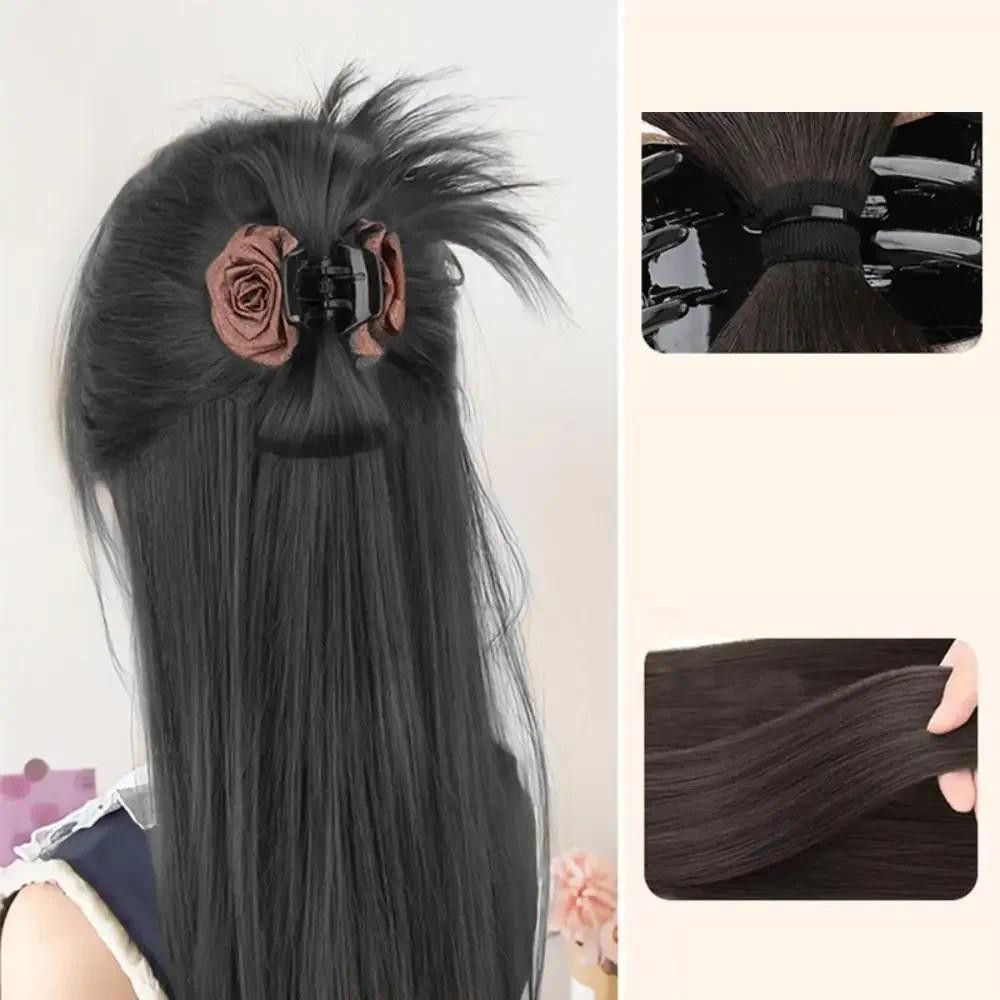 Women's wig ponytail Hair extension hairpin Rose clip Petal wig bun ...